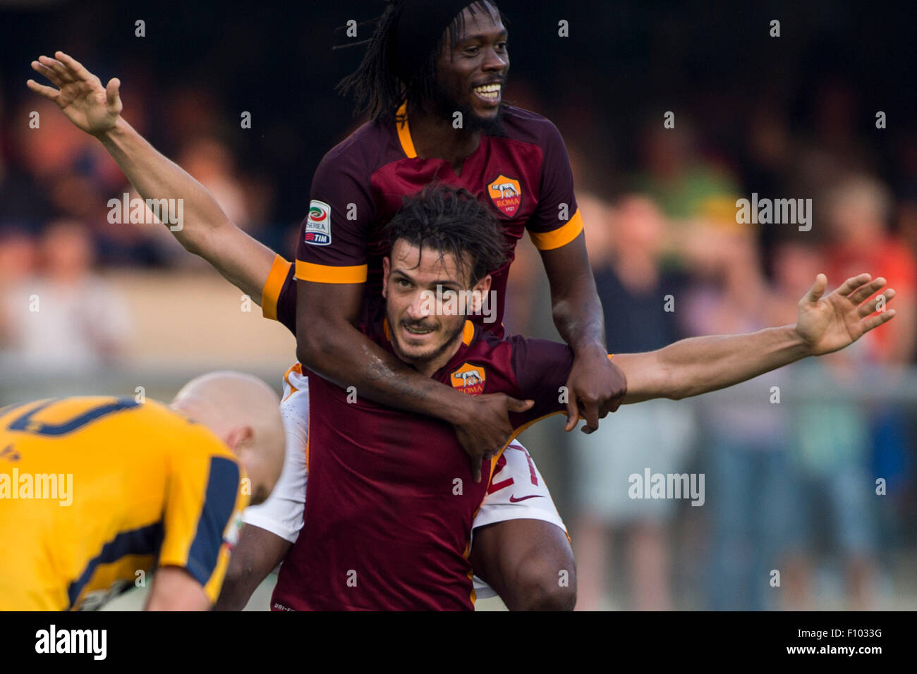 Verona, Italy. 22nd Aug, 2015. Gervinho, Alessandro Florenzi (Roma ...