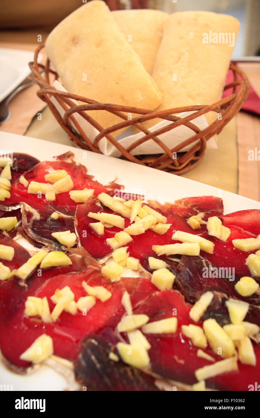 spanish tradditional tapas ham jamon with pieces of melon Stock Photo ...