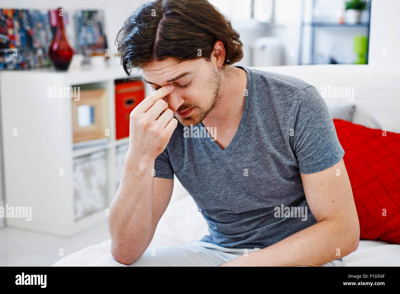 MAN WITH HEADACHE Stock Photo - Alamy