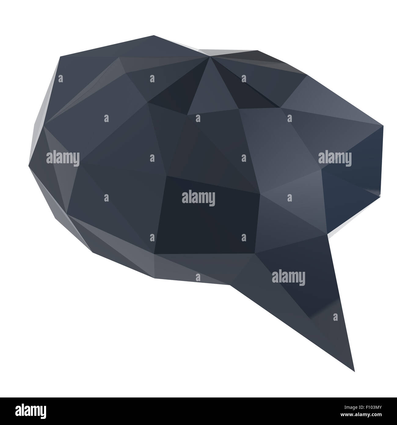 low poly geometric speech bubble on white background Stock Photo - Alamy