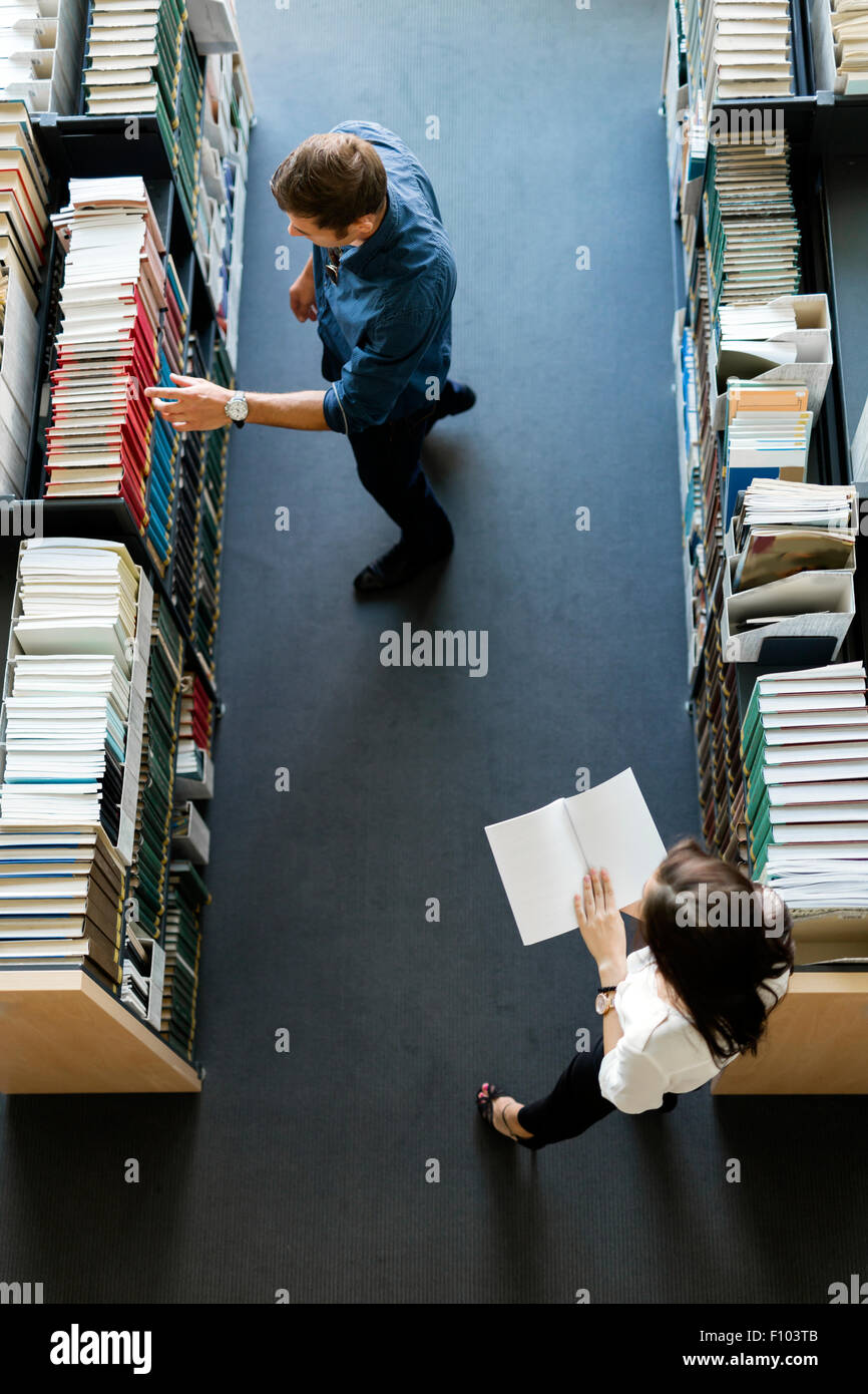 Students learning, reading in the library,view from above Stock Photo ...