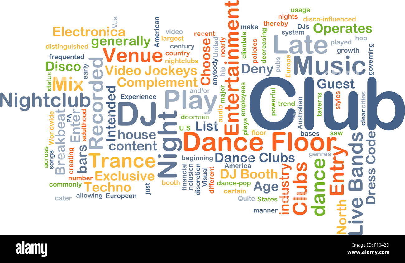 Background concept wordcloud illustration of club Stock Photo - Alamy