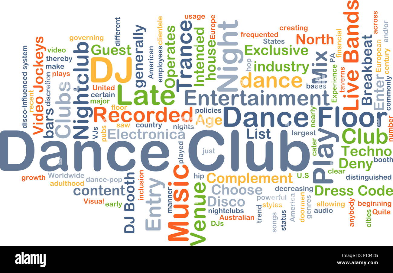 Background concept wordcloud illustration of dance club Stock Photo - Alamy