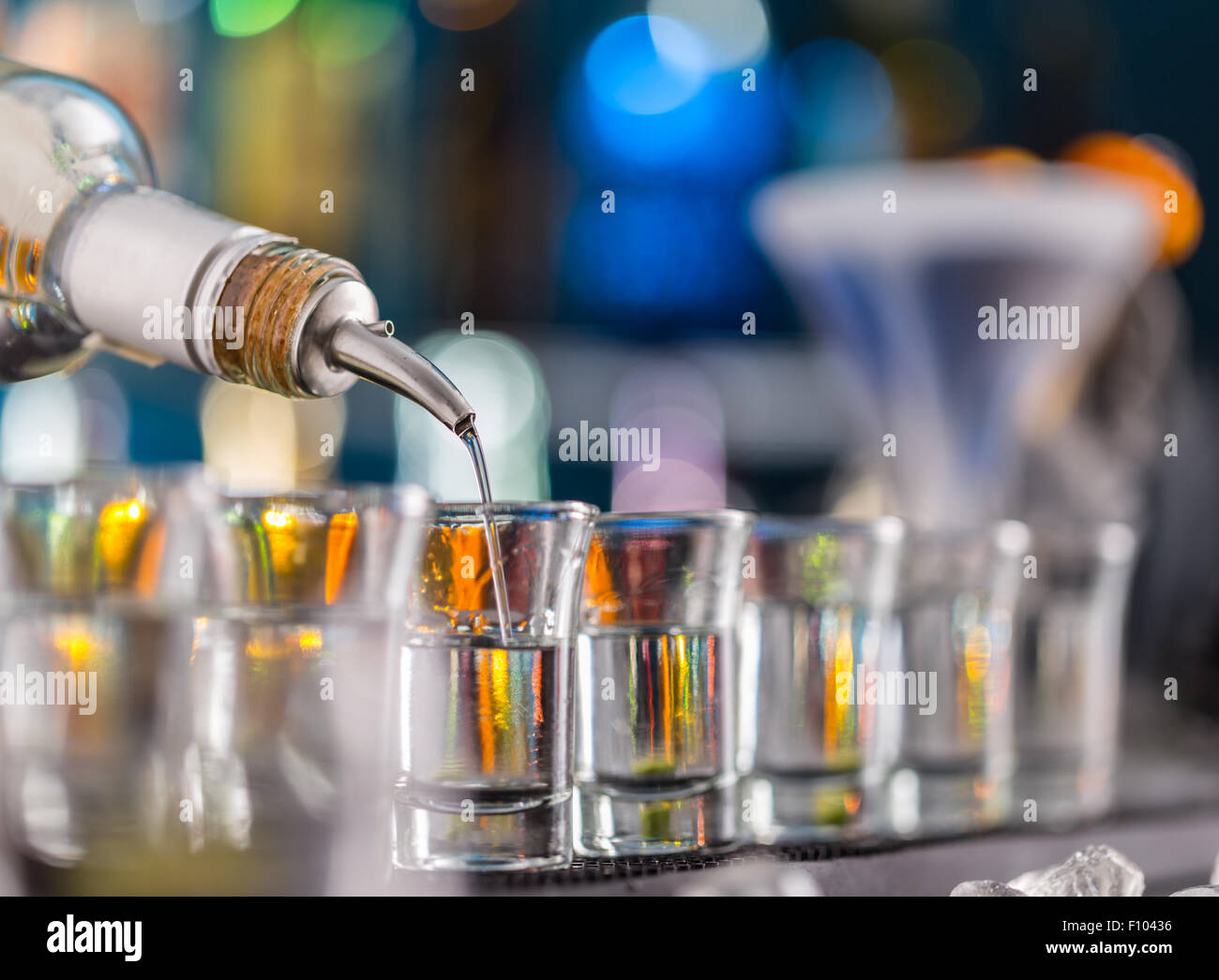 Hard spirit on bar counter Stock Photo - Alamy
