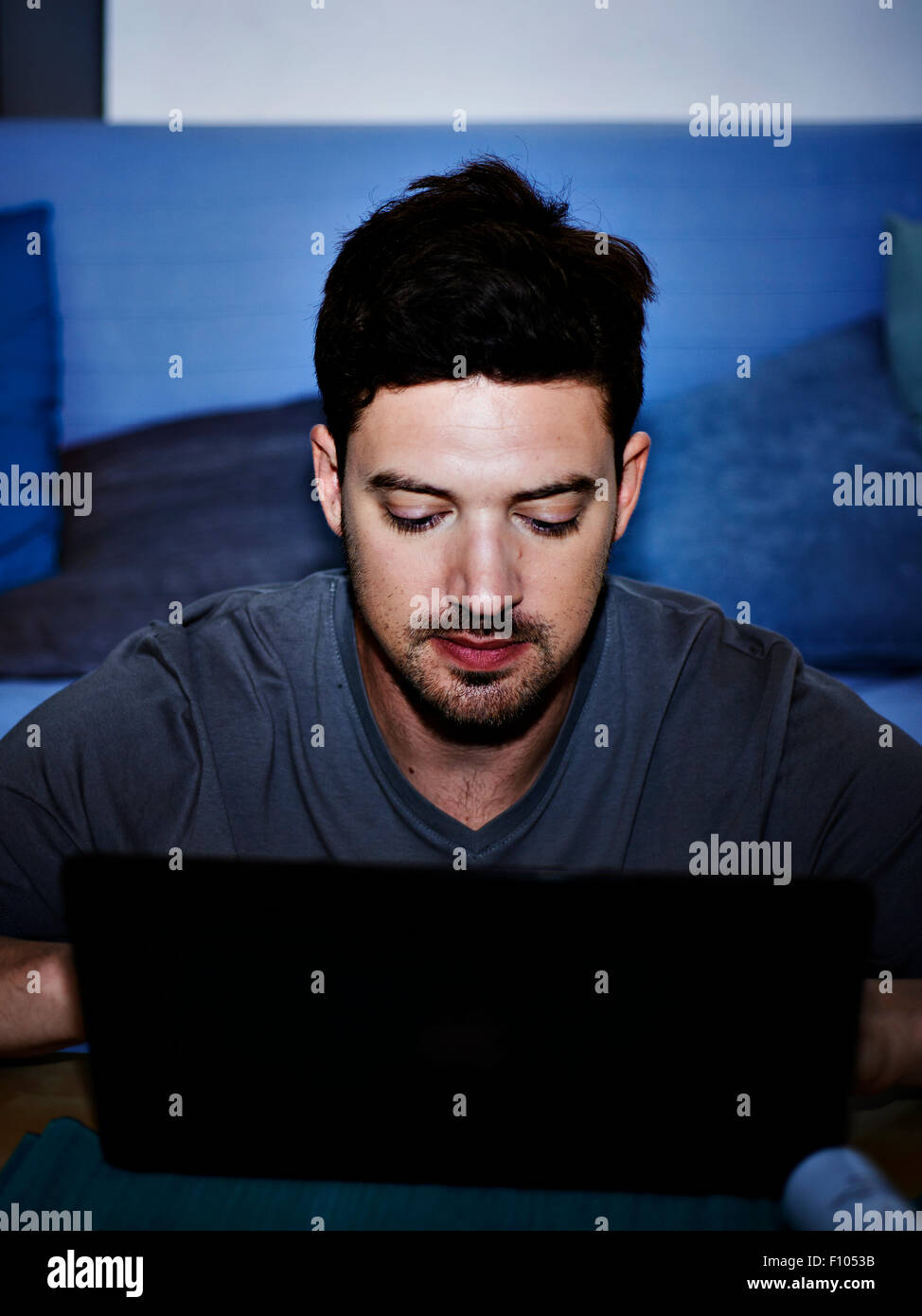 MAN WITH COMPUTER Stock Photo - Alamy