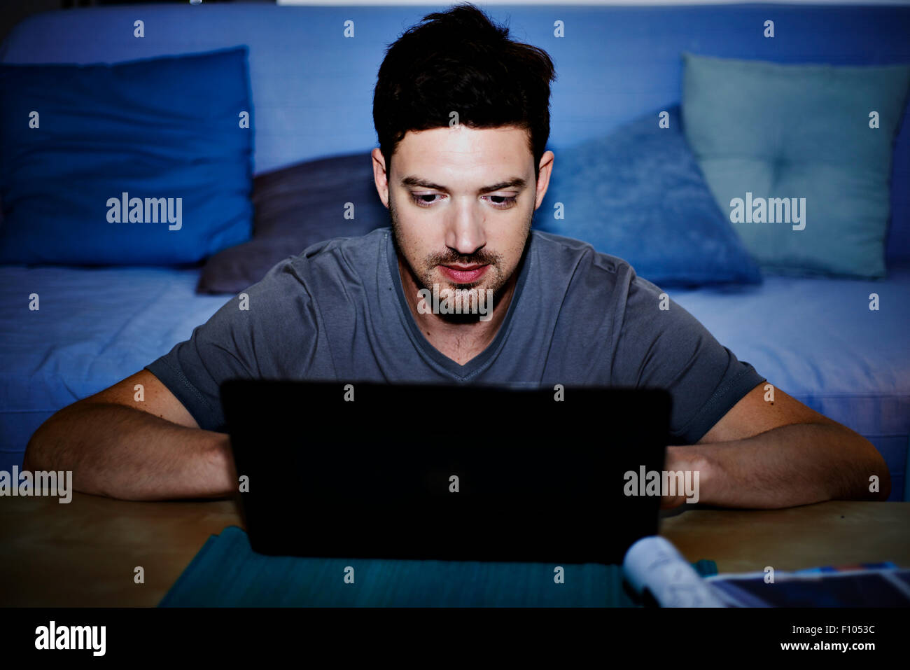 MAN WITH COMPUTER Stock Photo - Alamy