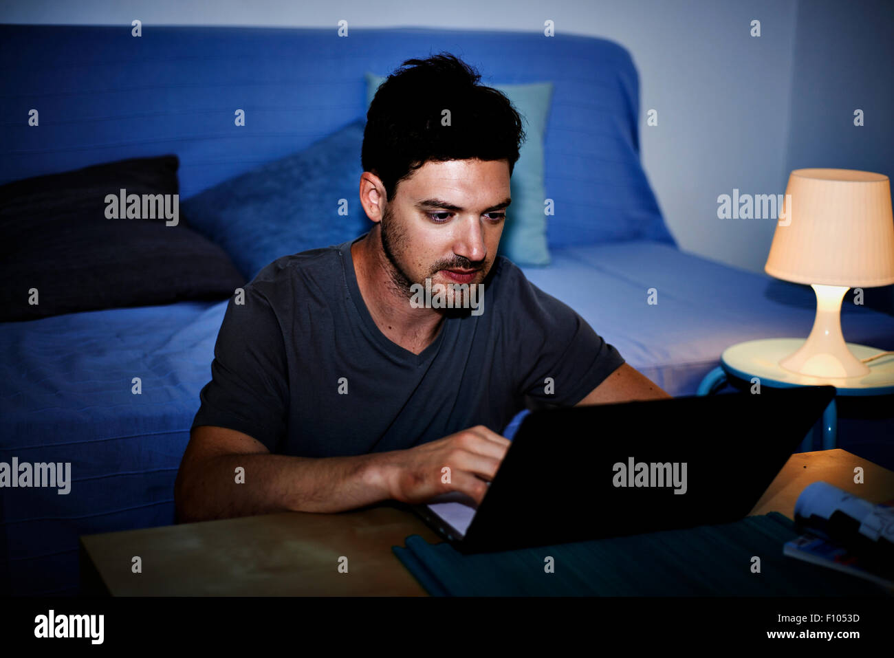 MAN WITH COMPUTER Stock Photo - Alamy