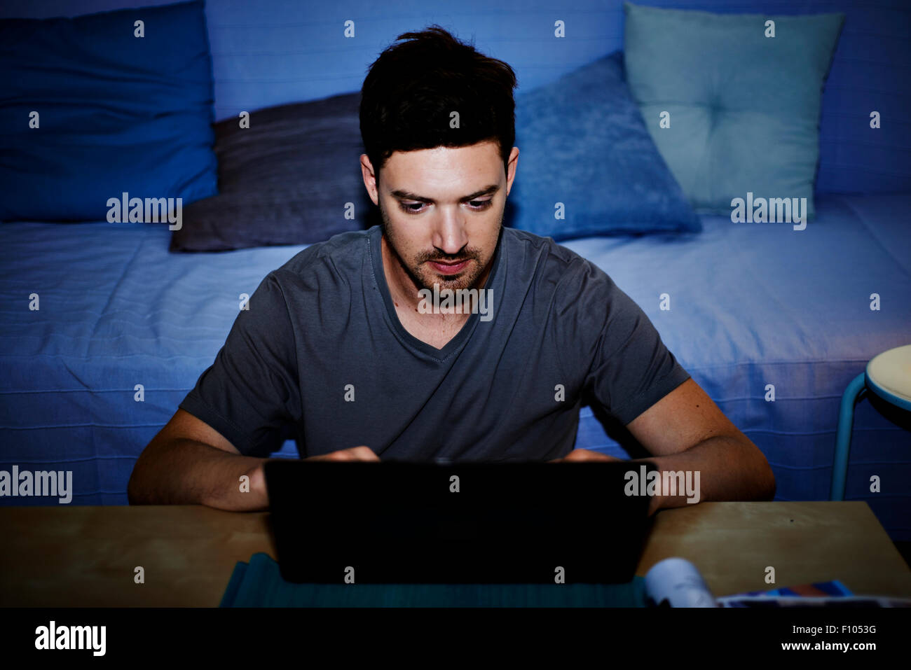 MAN WITH COMPUTER Stock Photo - Alamy