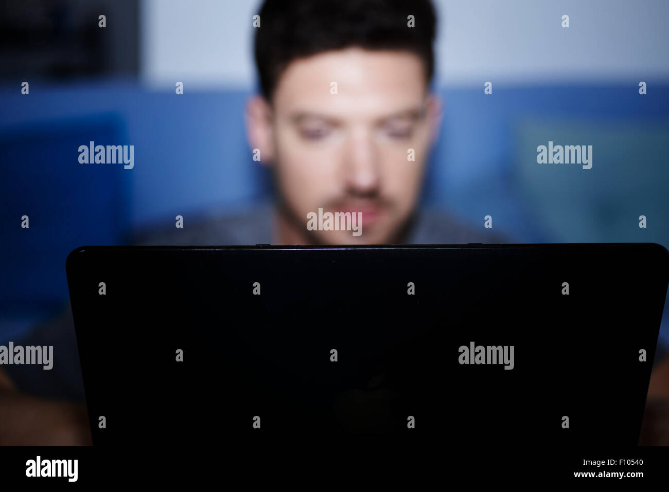 MAN WITH COMPUTER Stock Photo - Alamy