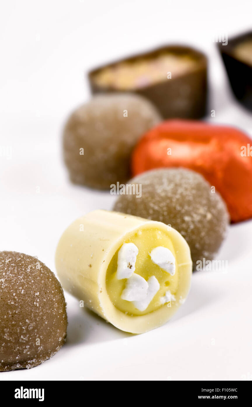 Close up of luxury continental or Belgian assorted chocolates Stock ...