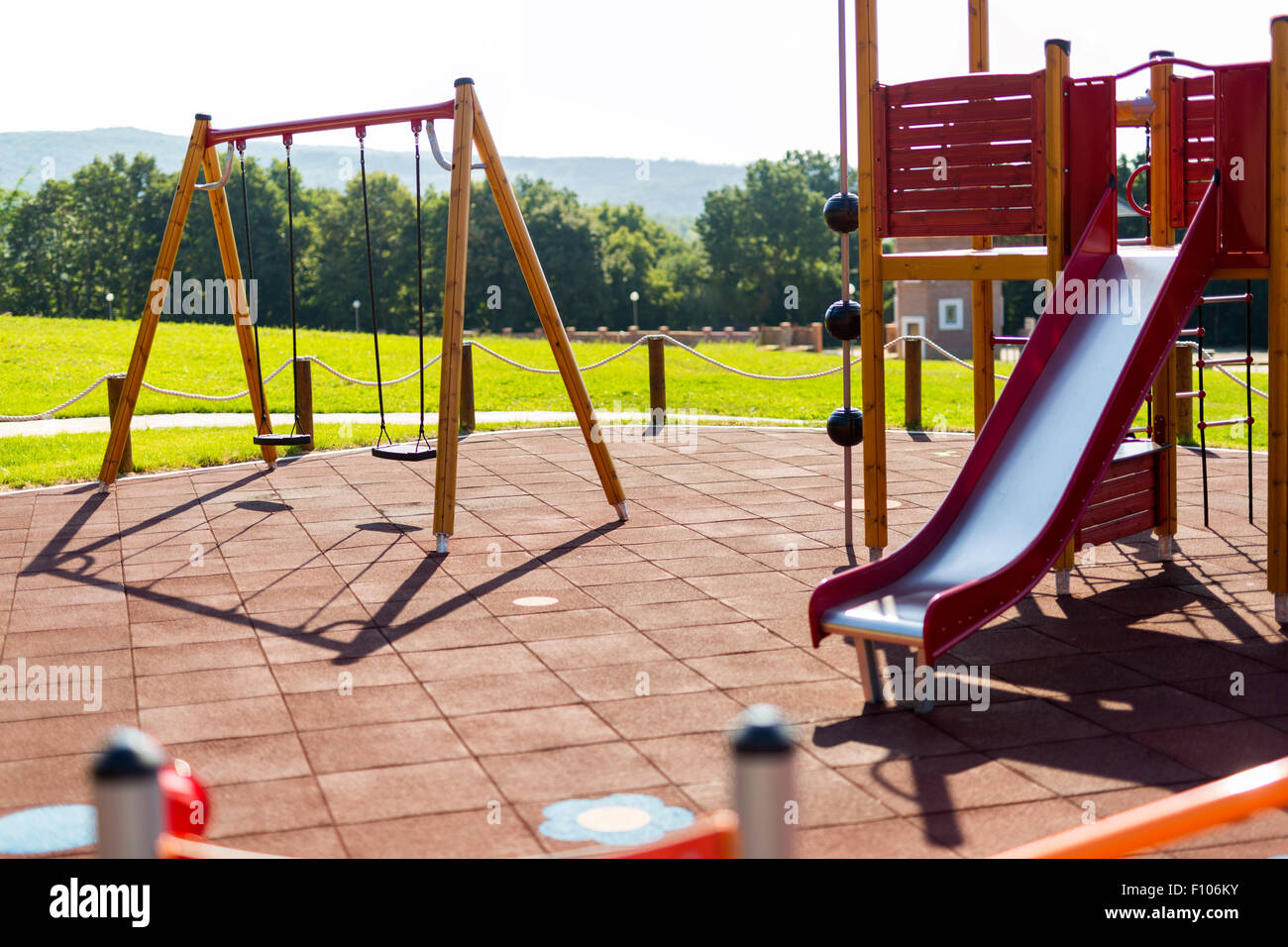 Beautiful playground for children deep in the heart of nature Stock ...