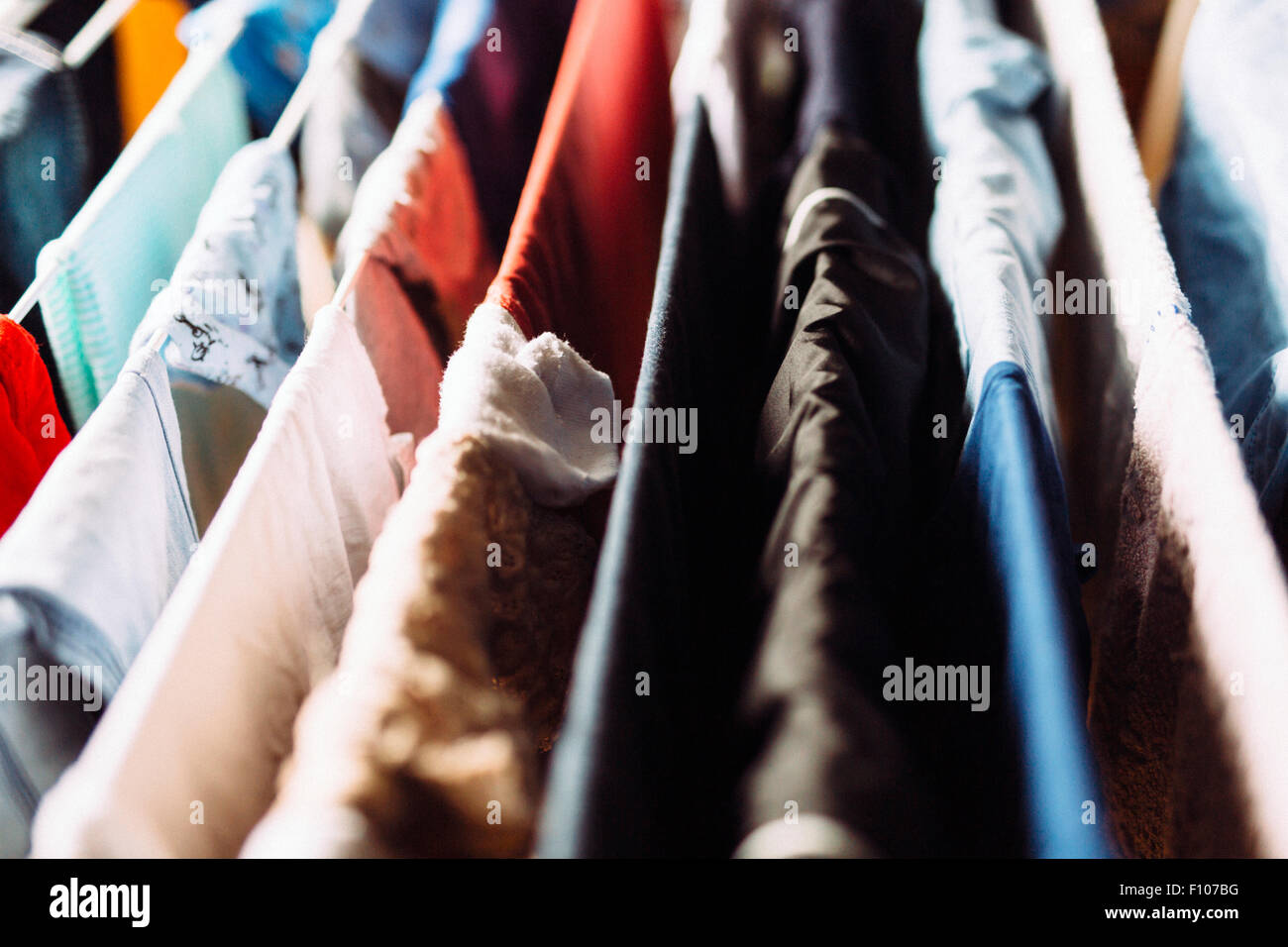 Colorful laundry hanged to dry Stock Photo - Alamy