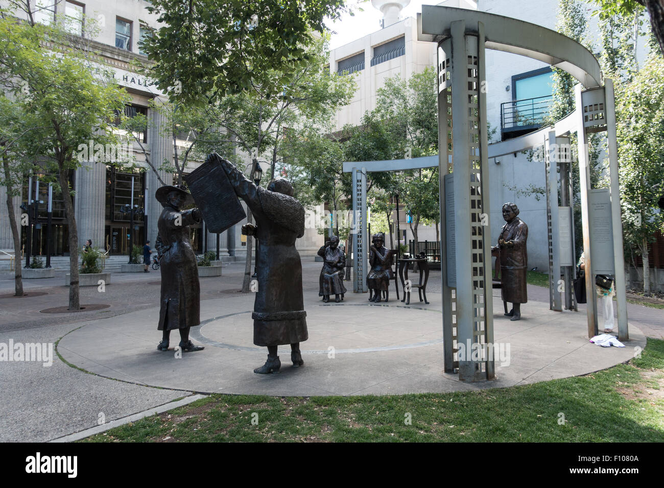 The 'Famous Five' women's suffrage memorial in Calgary Stock Photo - Alamy