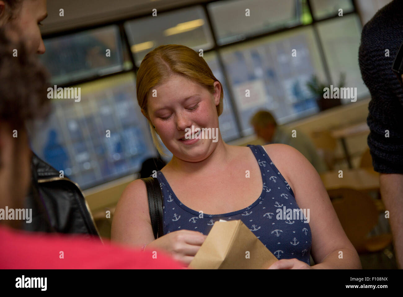 two students receiving the exam results uk Stock Photo - Alamy