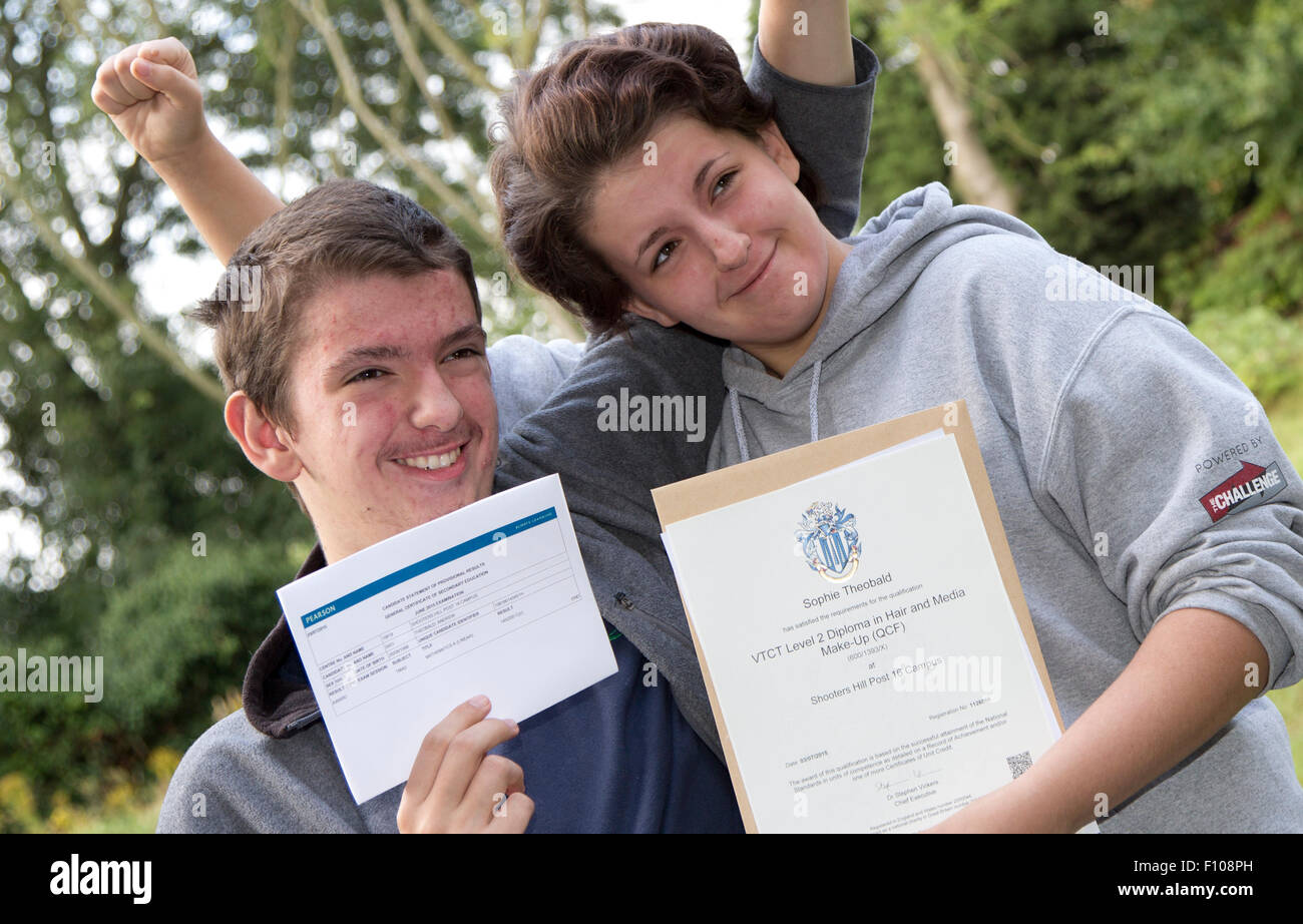 two students receiving the exam results uk Stock Photo - Alamy
