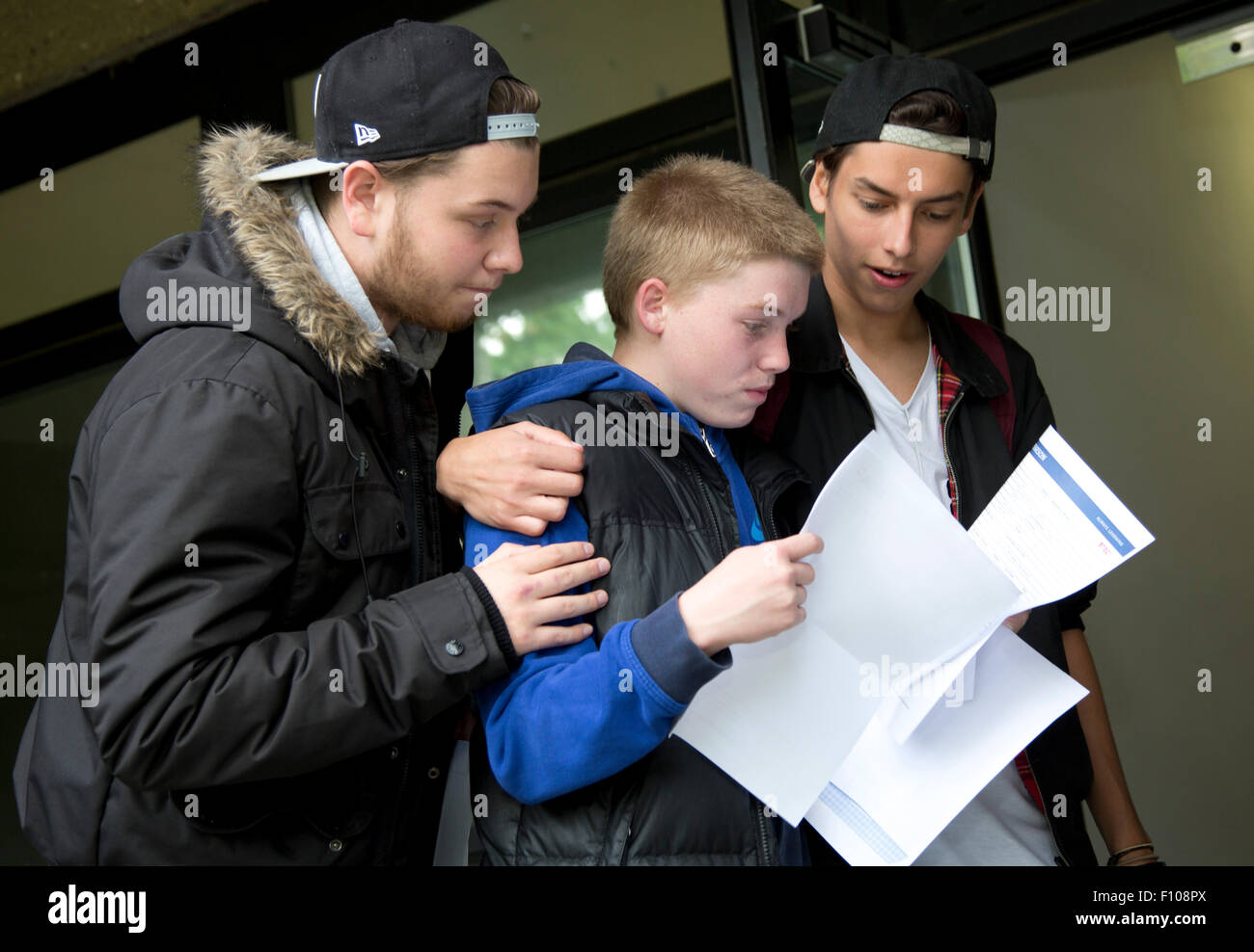 Students with their exam results Stock Photo - Alamy