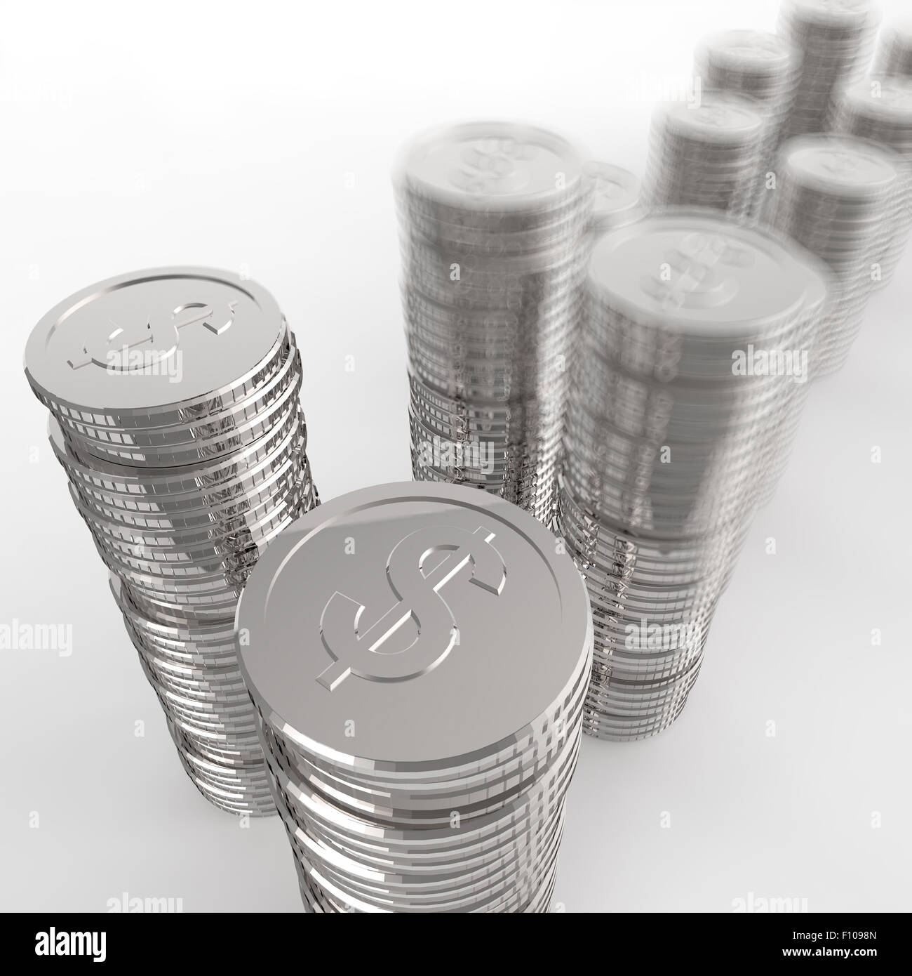 Stack of coins dollar sign 3d on white background Stock Photo - Alamy