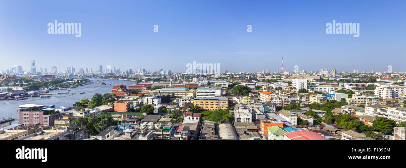 Panoramic building cityscape and Chaopraya river in Bangkok Thailand ...