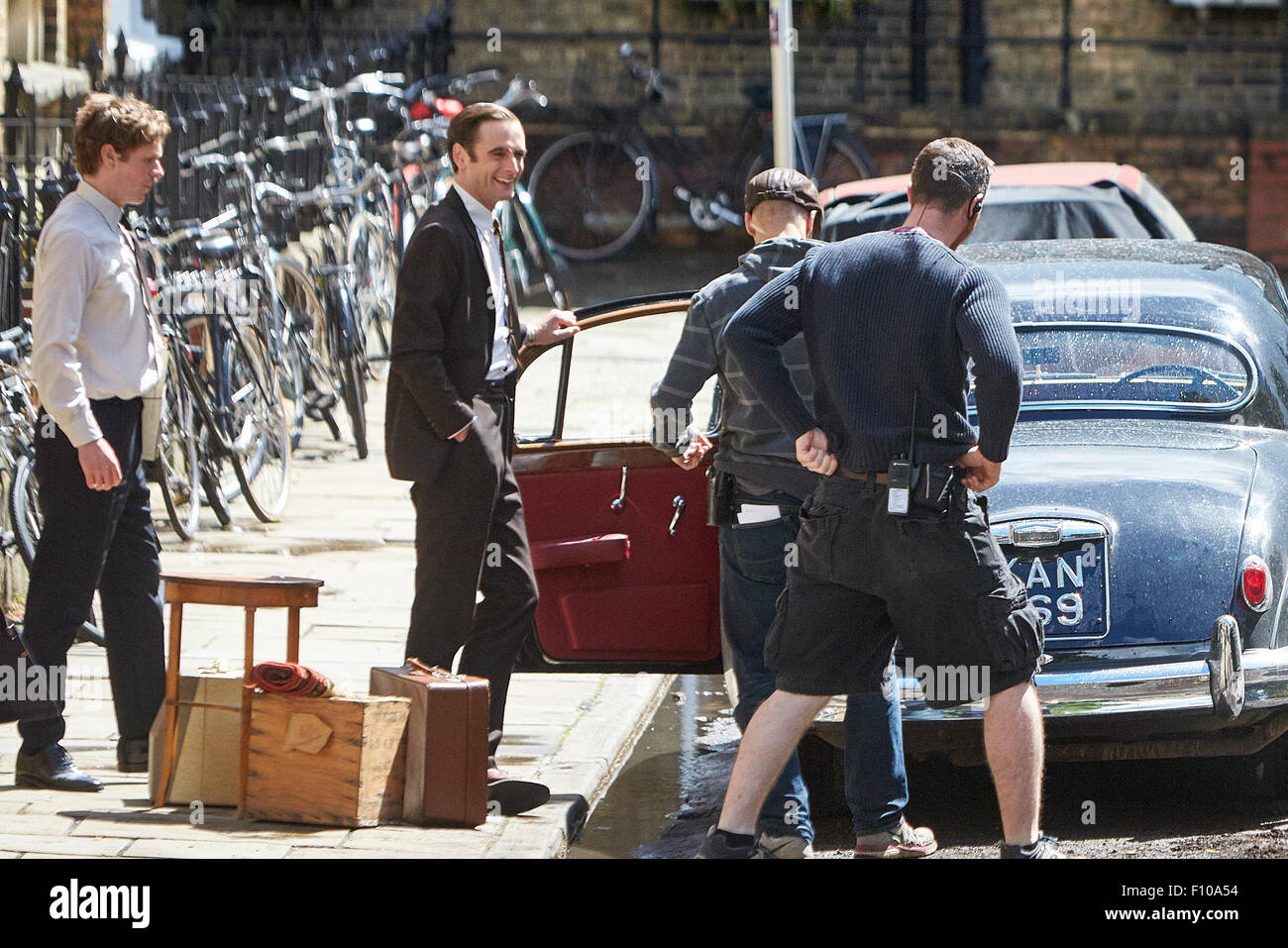 Filming of ITV drama Endeavour in Oxford with actors Shaun Evans (L ...