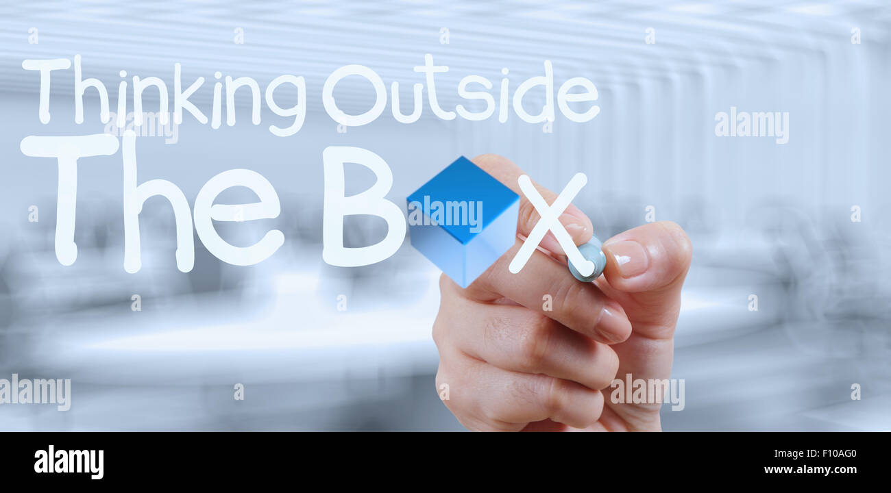 hand drawing thinking outside the box as concept Stock Photo - Alamy