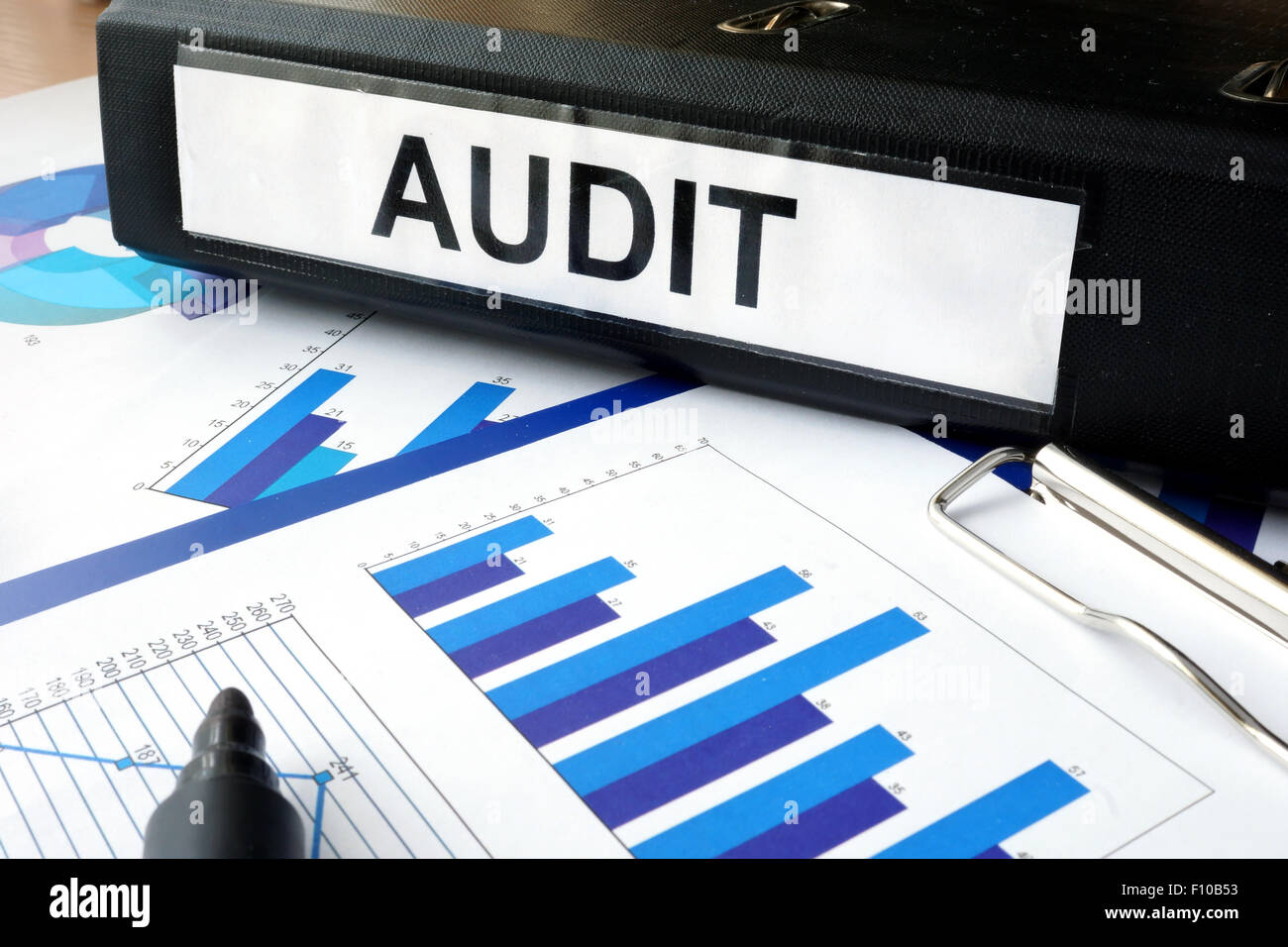 Folder with the label AUDIT and charts Stock Photo - Alamy