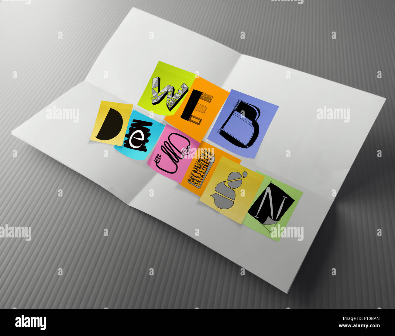 hand drawn web design on sticky note and crumpled paper Stock Photo - Alamy