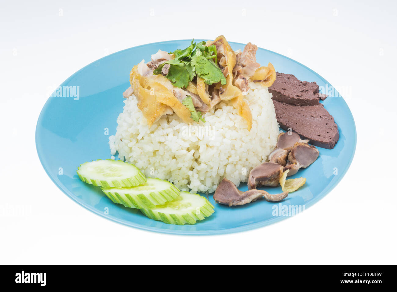 Steam Chicken with Rice isolated on white background Stock Photo - Alamy