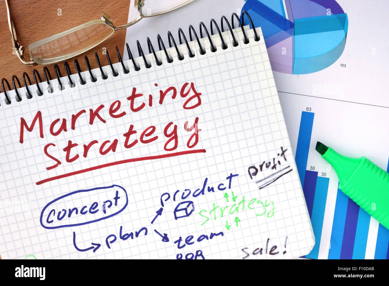 Notepad with Marketing Strategy concept on a wooden board Stock Photo ...