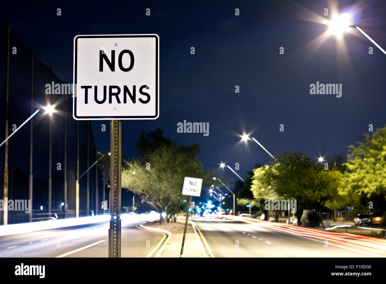 Tucson Arizona Street at Night With Long Exposure Streaking Lights of ...