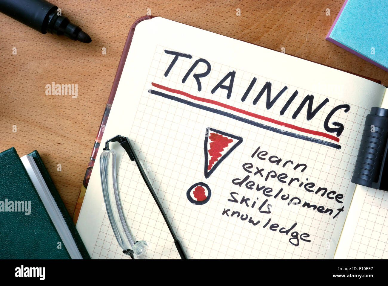 Notepad with Training on office wooden table Stock Photo - Alamy