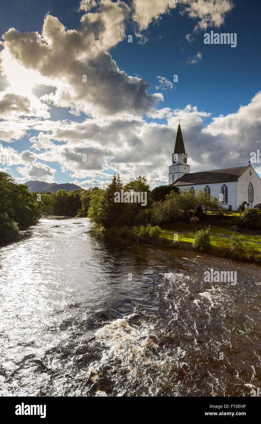 The River Earn flows by the White Church Community Centre in Comrie ...