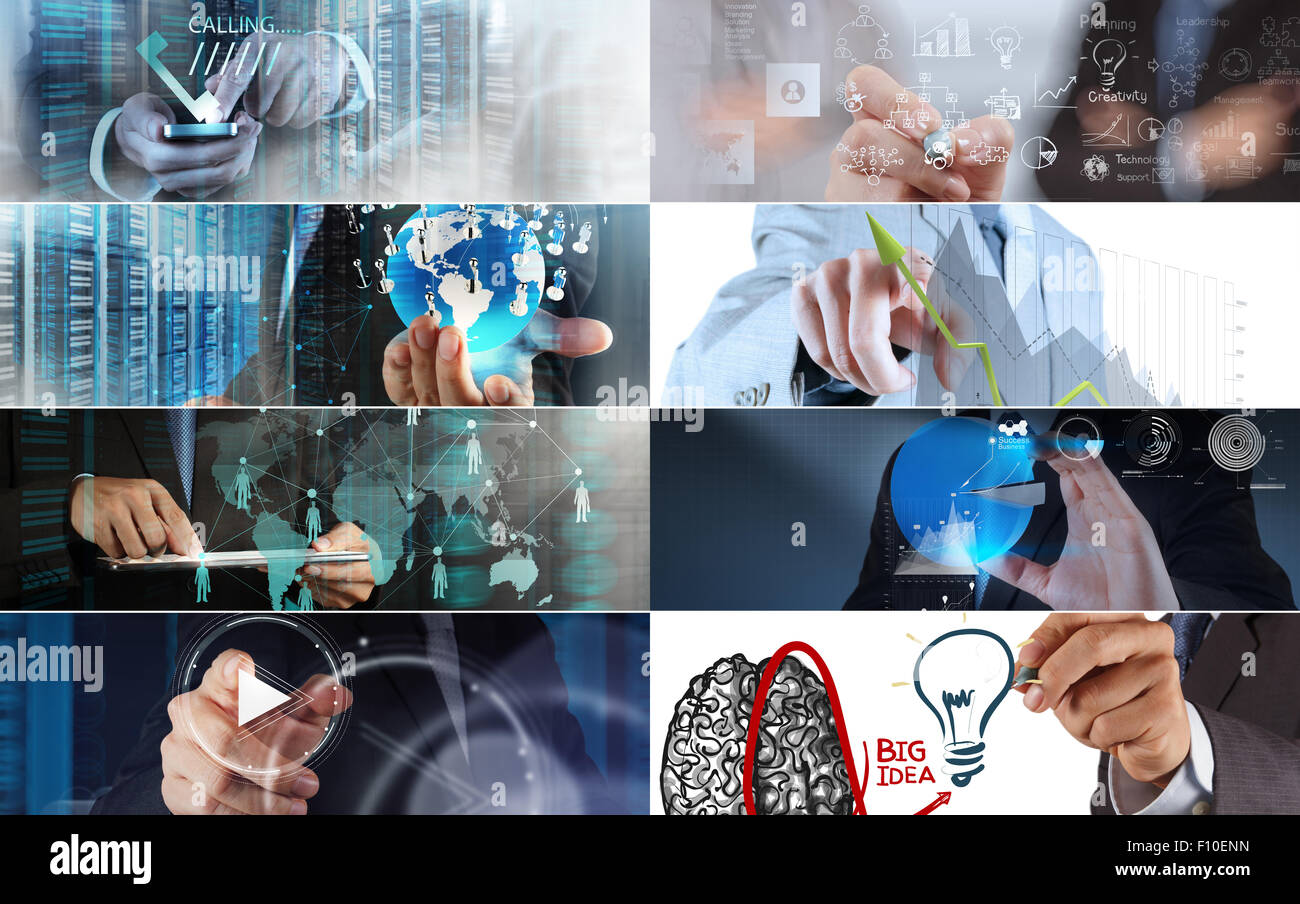 Collage of photo business strategy as concept Stock Photo - Alamy