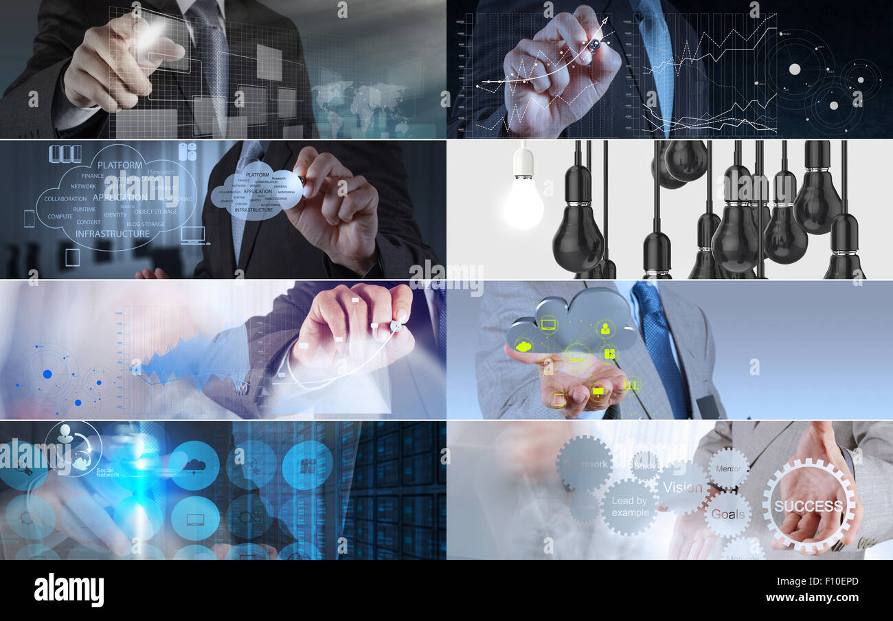 Collage of photo business strategy as concept Stock Photo - Alamy