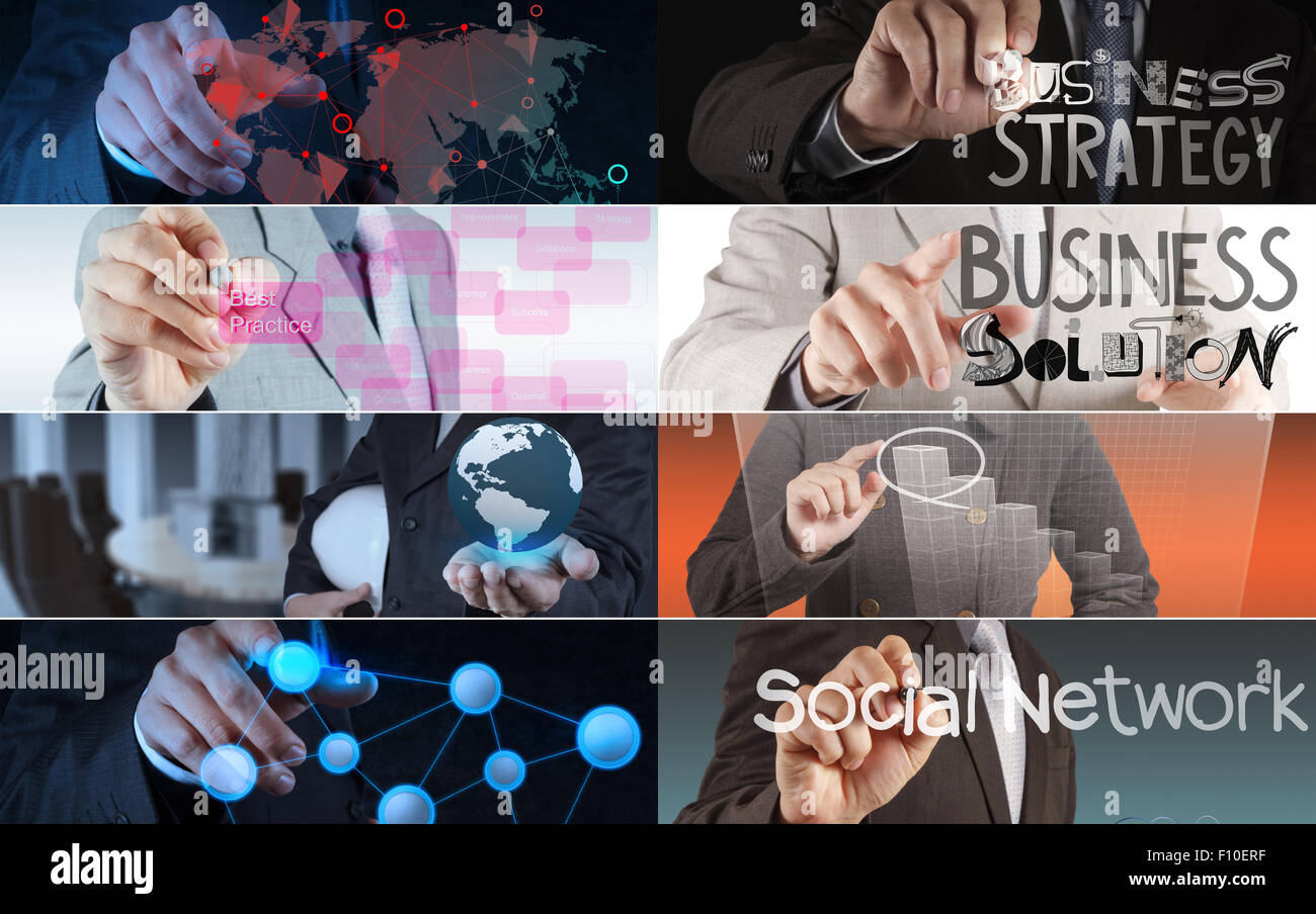 Collage of photo business strategy as concept Stock Photo - Alamy