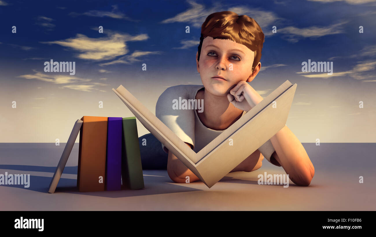 Young boy with book Stock Photo - Alamy