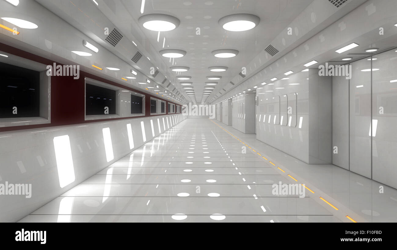 Futuristic corridor science fiction Stock Photo - Alamy