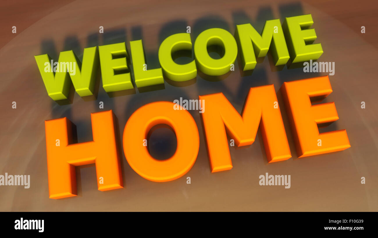 Welcome home 3d text and floor Stock Photo - Alamy