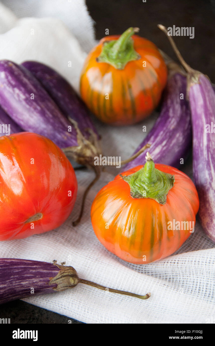 Purple and orange aubergine (eggplant Stock Photo - Alamy