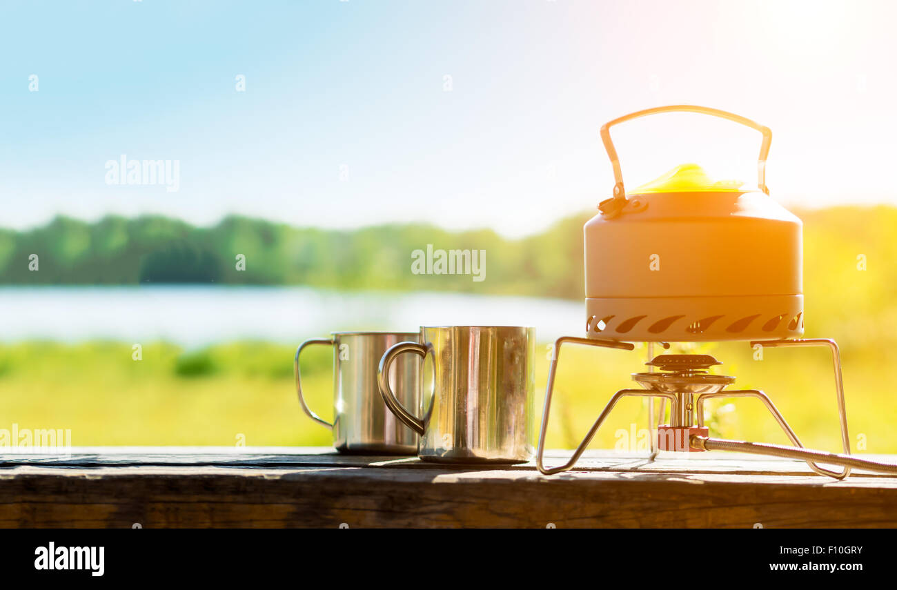 Making coffee or tee on a gas burner Stock Photo - Alamy