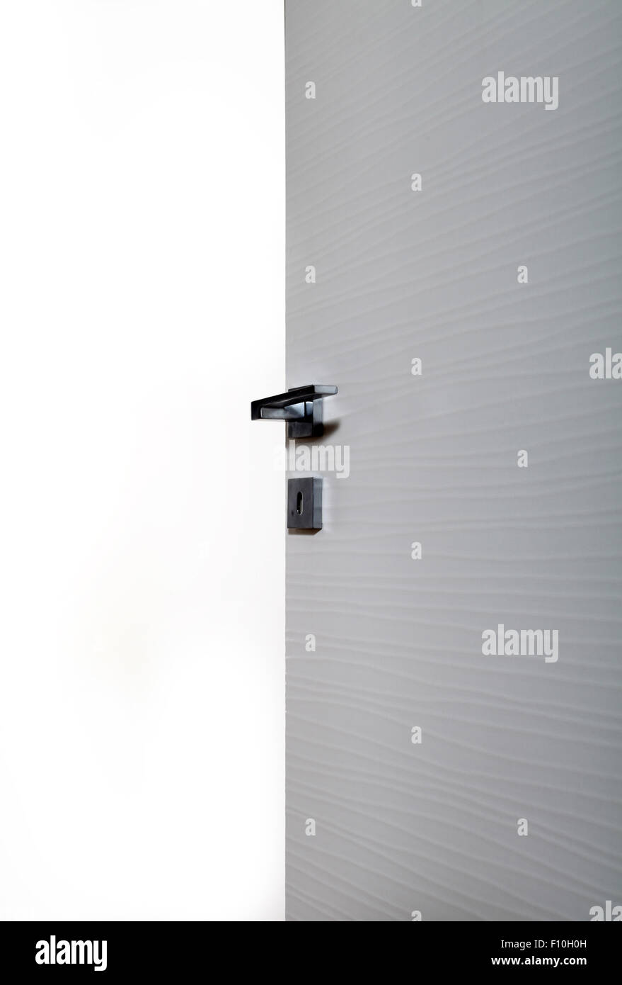 clear door open, with the handle, on white background Stock Photo - Alamy