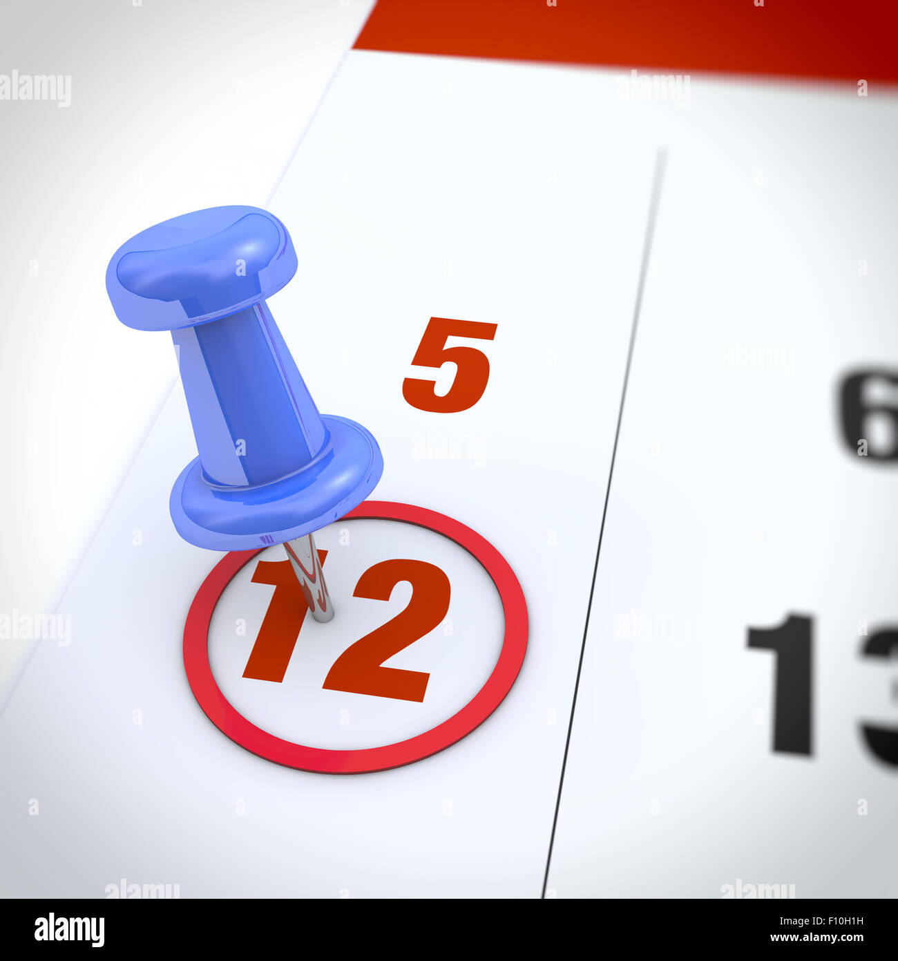 Calendar and blue push pin. Mark on the calendar at 12 Stock Photo - Alamy