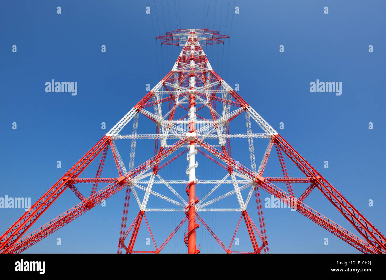 Europe's highest power line pylon at the Elbe river shore, Hetlingen ...