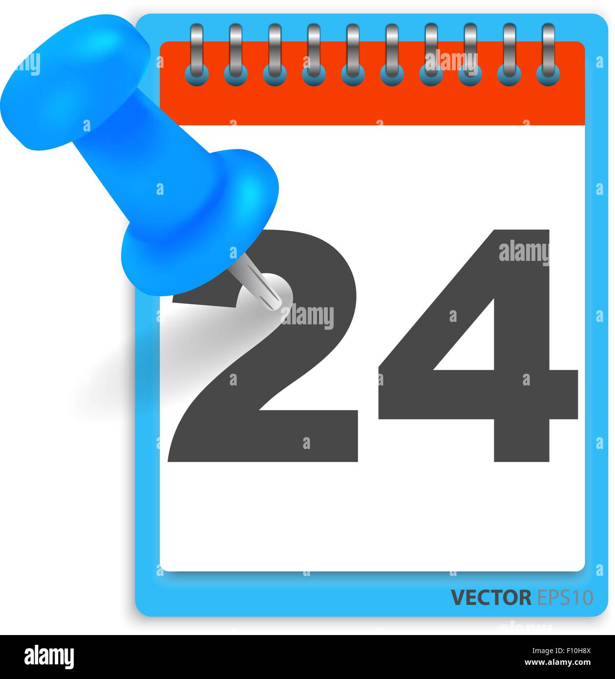 Calendar and blue push pin. Mark on the calendar at 24 Stock Vector ...