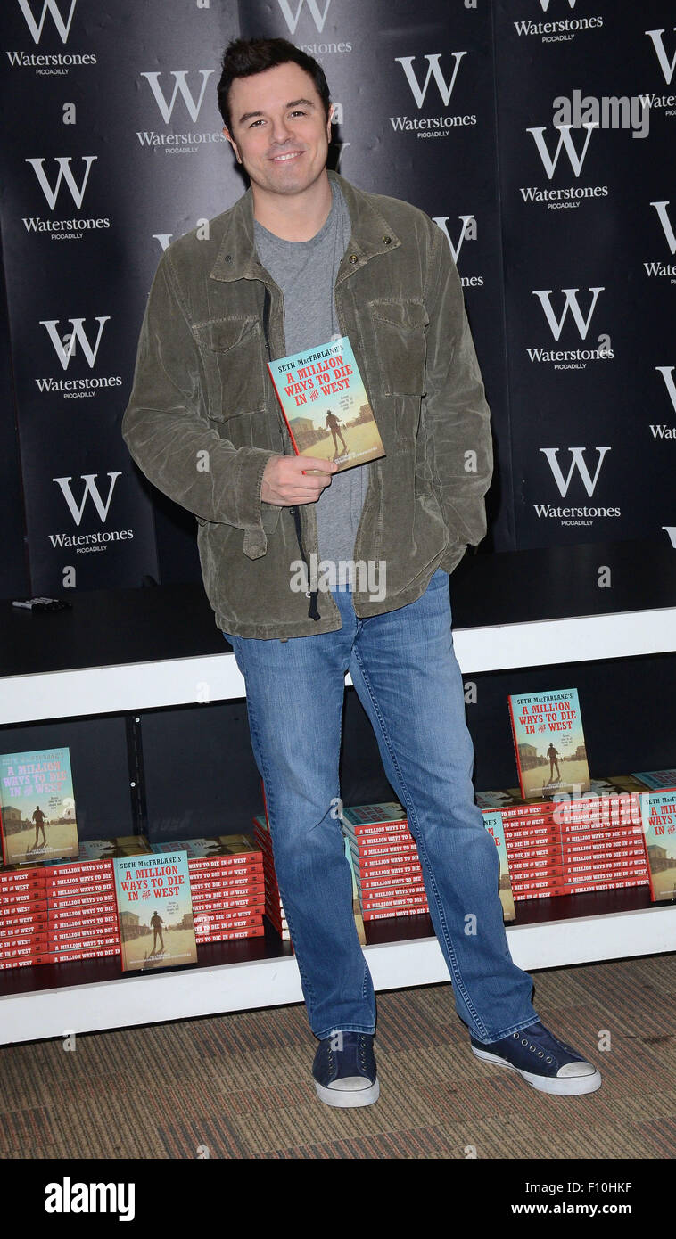 London, UK. Seth MacFarlane signing copies of his debut novel 'A ...
