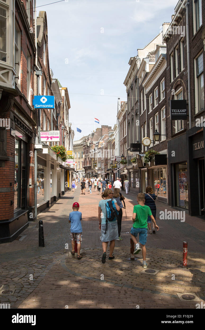 People walking in historic street central Utrecht, Netherlands Stock ...