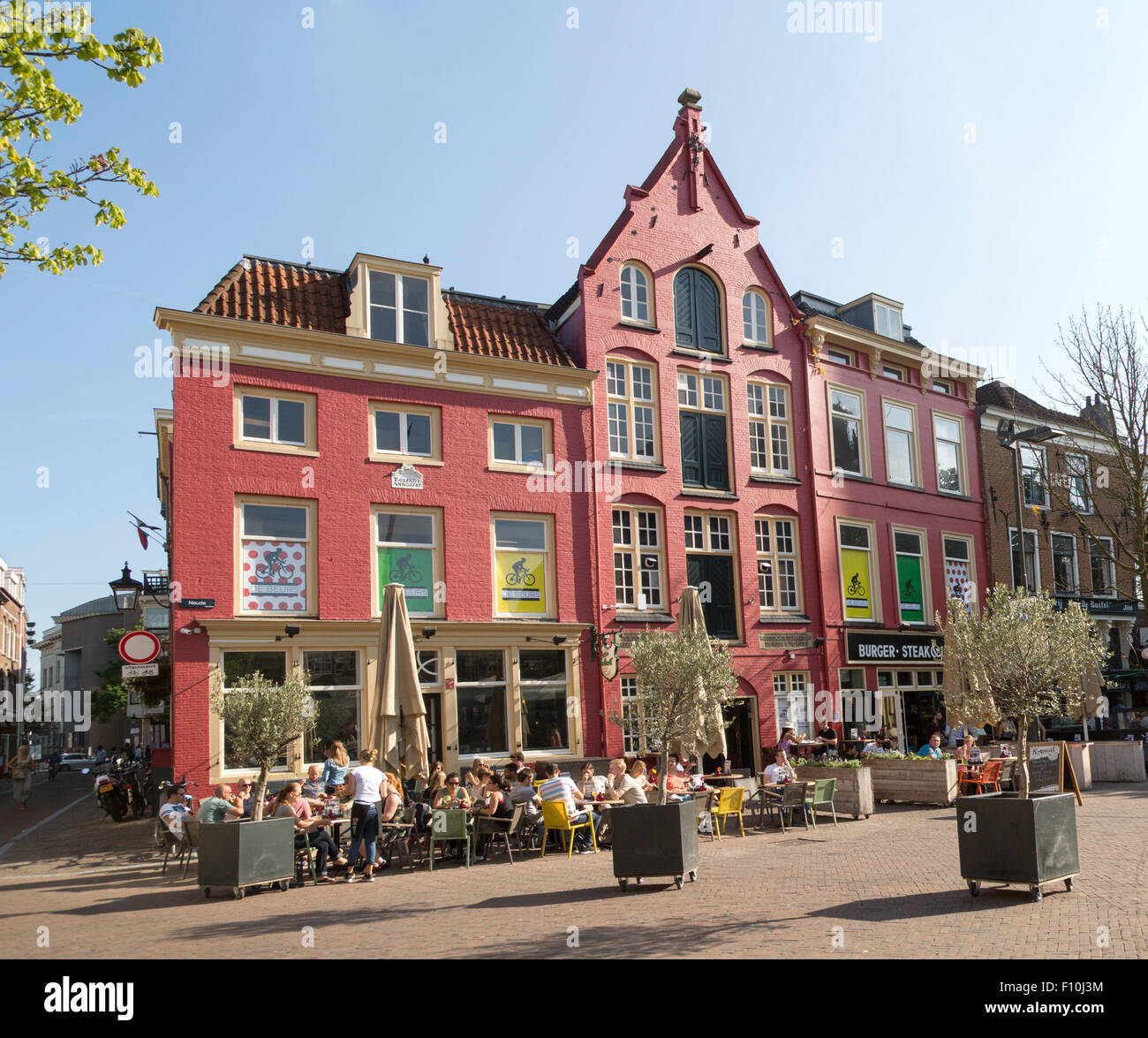 Cafe in historic buildings in central utrecht hi-res stock photography ...