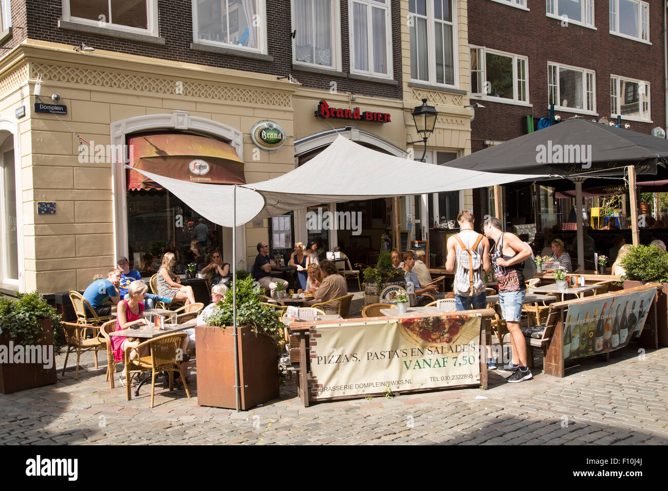Cafe bar tables outside central Utrecht, Netherlands Stock Photo - Alamy