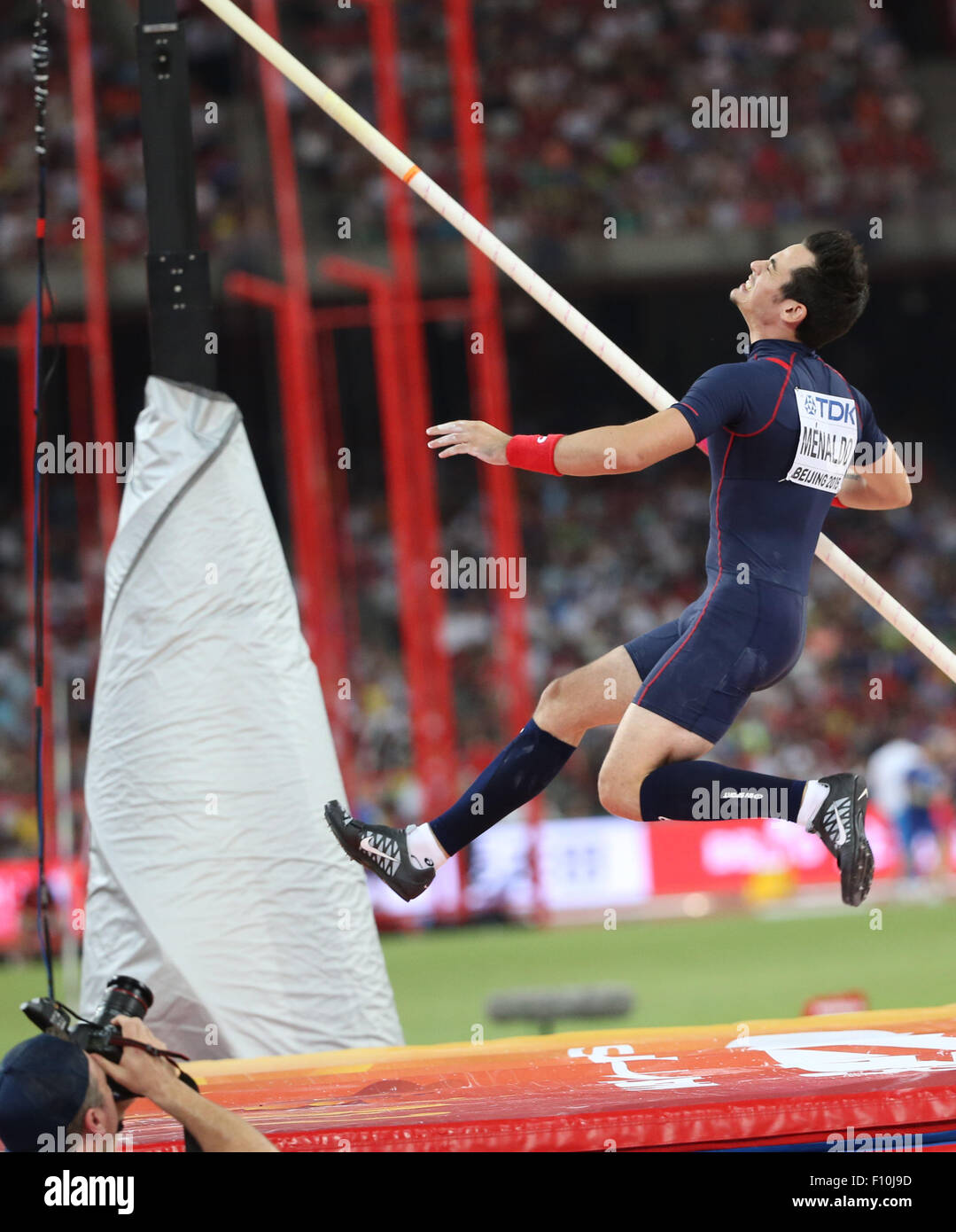 Beijing, China. 24th Aug, 2015. Kevin Menaldo of France reacts during ...