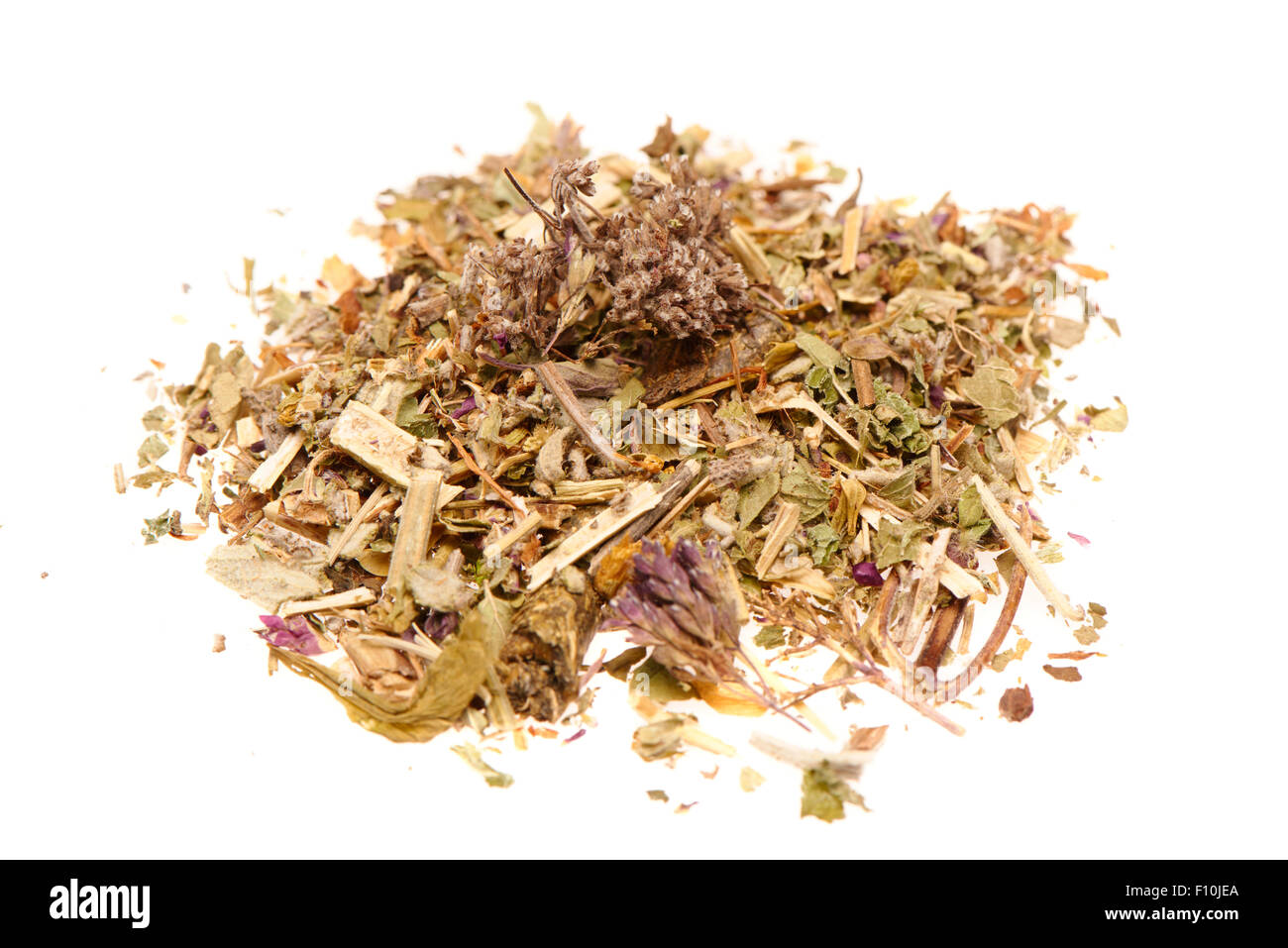 Heap of dry medical herbal tea isolated on white background Stock Photo ...
