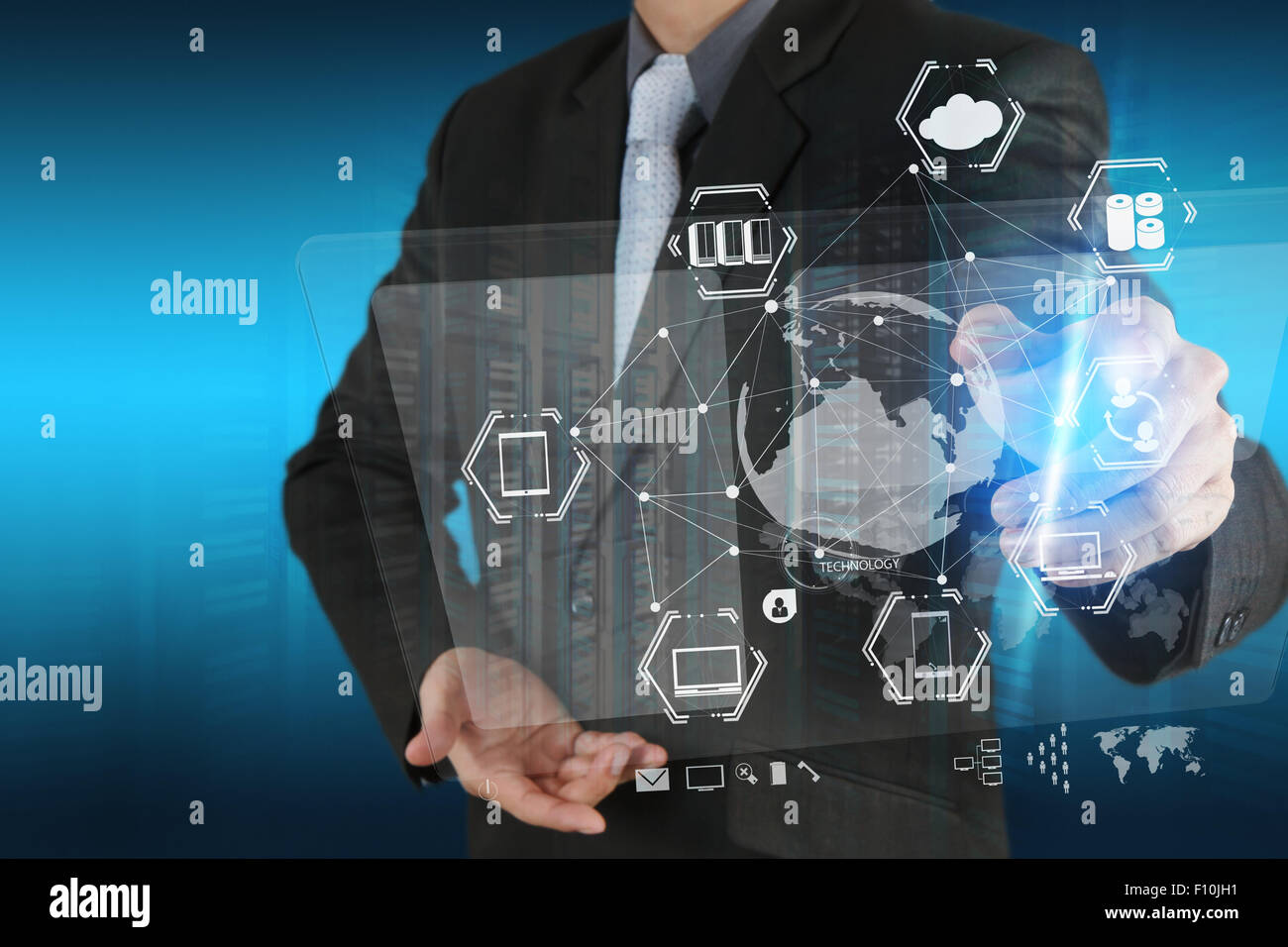 businessman shows modern technology as concept Stock Photo - Alamy